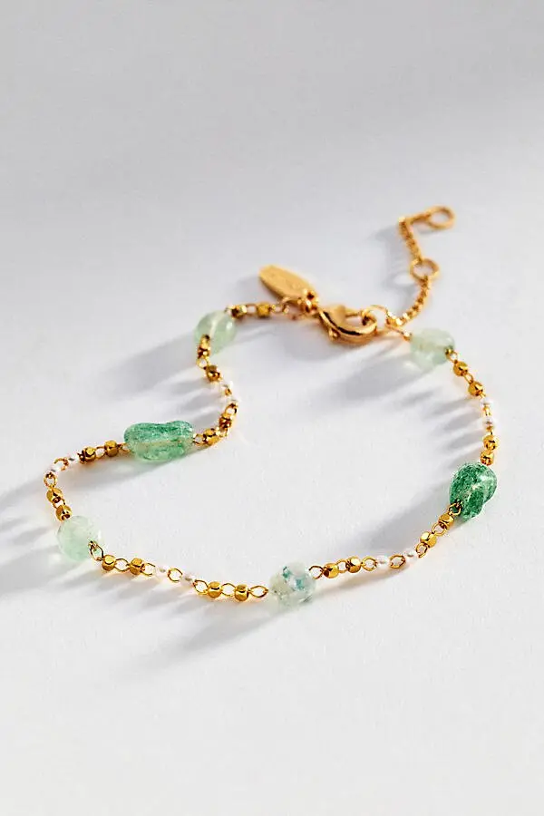 Anthropologie Rawbar Delicate Stone Bracelet - Mint