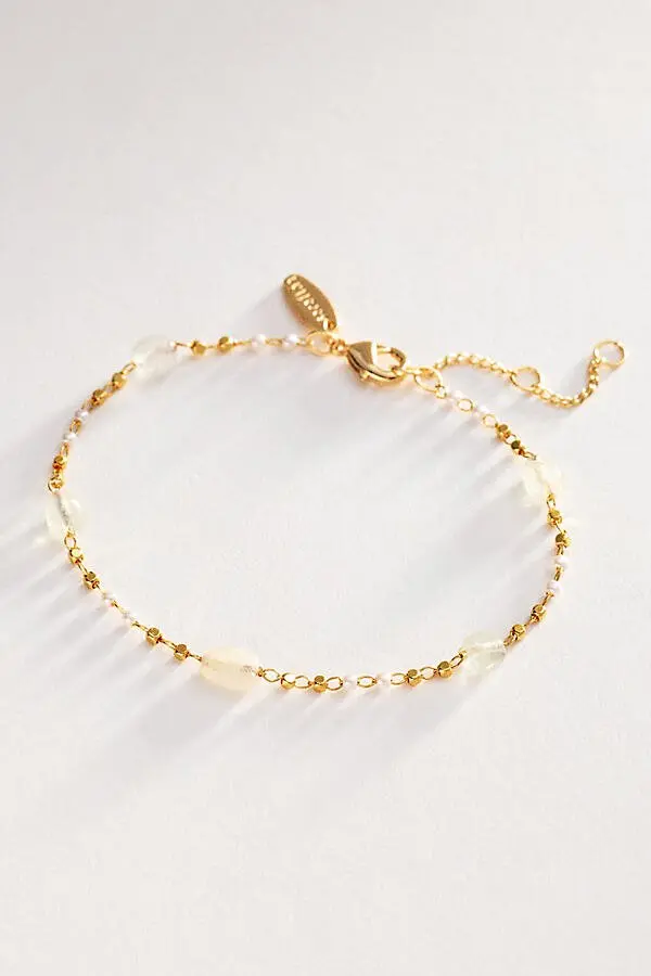 Anthropologie Rawbar Delicate Stone Bracelet - Pearl