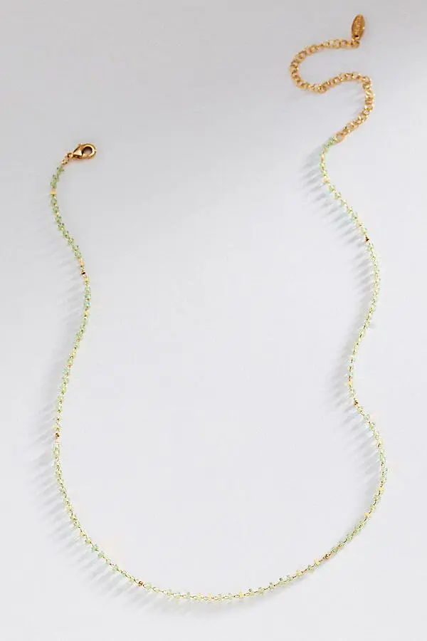 Anthropologie Delicate Beaded Necklace - Blue