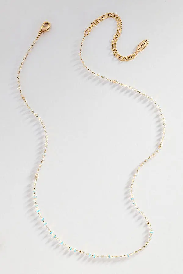 Anthropologie Delicate Beaded Necklace - Clear