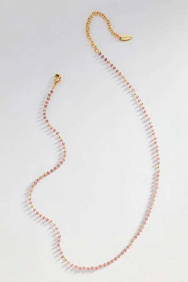 Anthropologie Delicate Beaded Necklace - Mauve