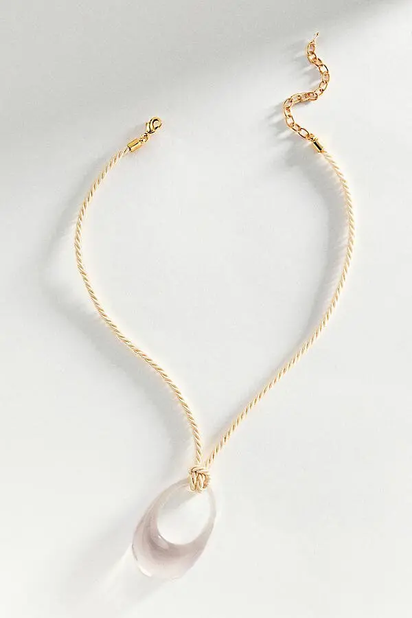 Anthropologie Lucite Pendant Cord Necklace - Cream
