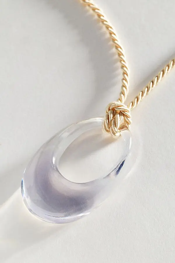 Anthropologie Lucite Pendant Cord Necklace - Cream