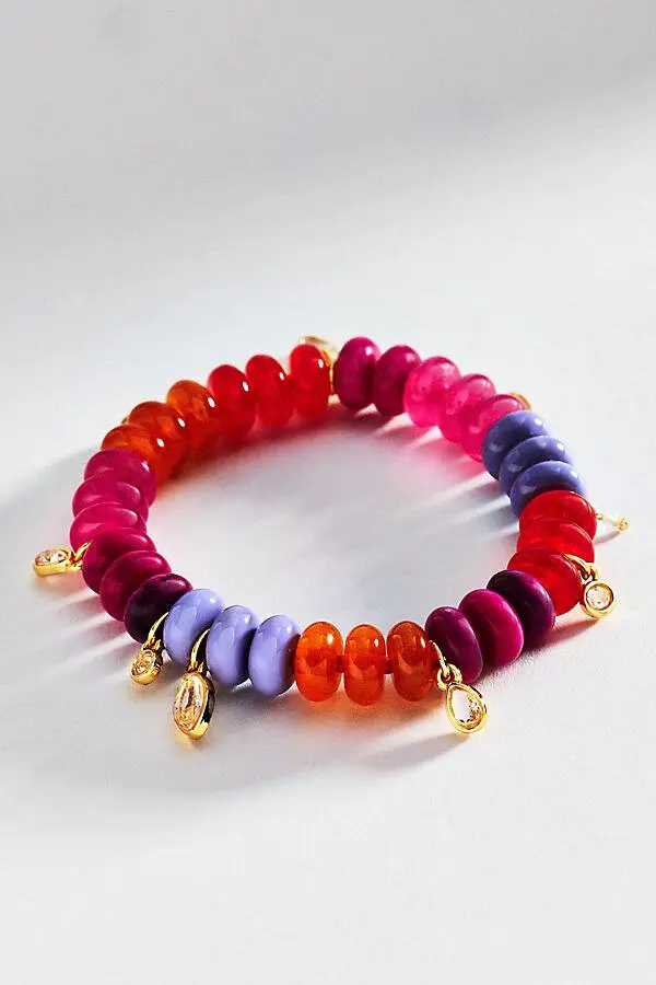 Anthropologie Circular Beaded Crystal Charm Bracelet - Multi