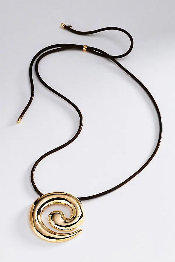 Anthropologie Swirl Pendant Cord Necklace - Gold