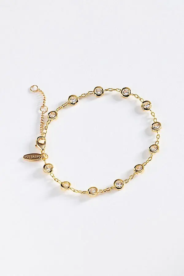 Anthropologie Besel Crystal Station Bracelet - Gold