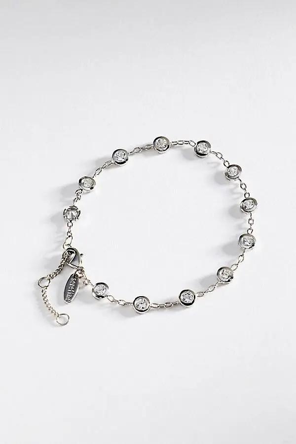 Anthropologie Besel Crystal Station Bracelet - Silver
