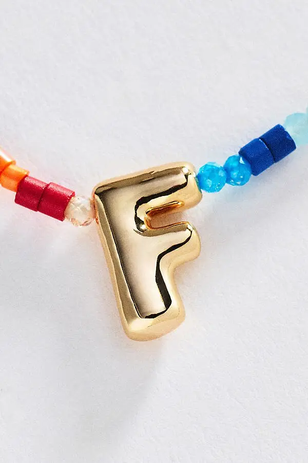 Anthropologie Mini Beaded Bubble Initial Necklace - F