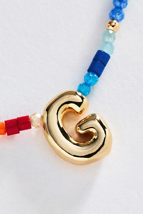 Anthropologie Mini Beaded Bubble Initial Necklace - G