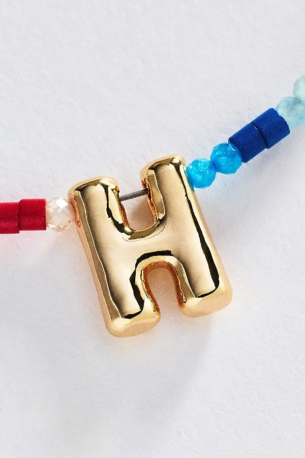 Anthropologie Mini Beaded Bubble Initial Necklace - H