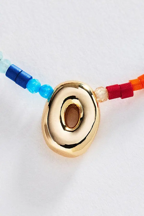 Anthropologie Mini Beaded Bubble Initial Necklace - O
