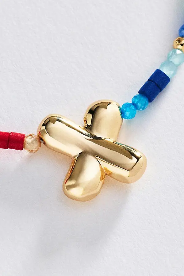 Anthropologie Mini Beaded Bubble Initial Necklace - X