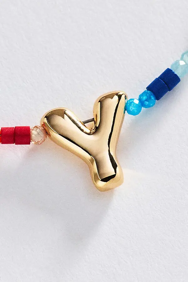 Anthropologie Mini Beaded Bubble Initial Necklace - Y