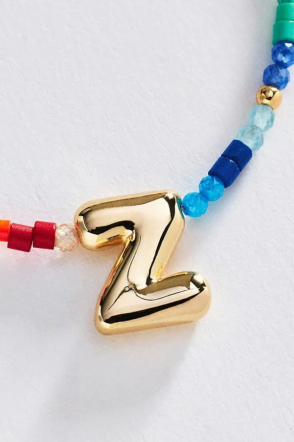 Anthropologie Mini Beaded Bubble Initial Necklace - Z