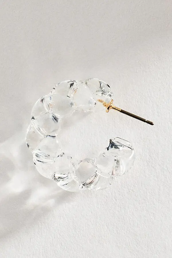Anthropologie Twisted Glass Hoop Earrings - Clear