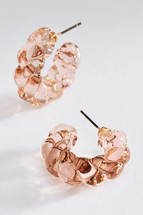 Anthropologie Twisted Glass Hoop Earrings - Neutral