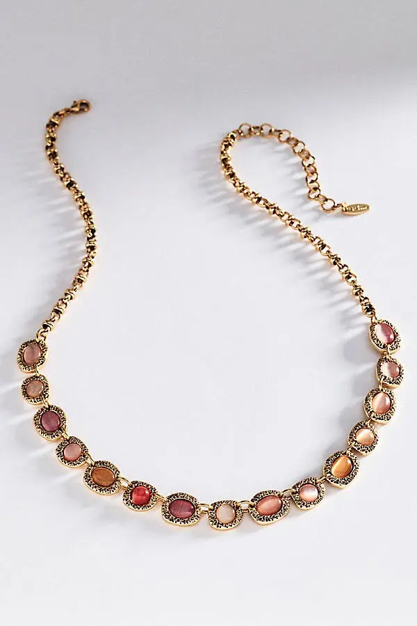 Anthropologie Statement Stone Necklace - Peach