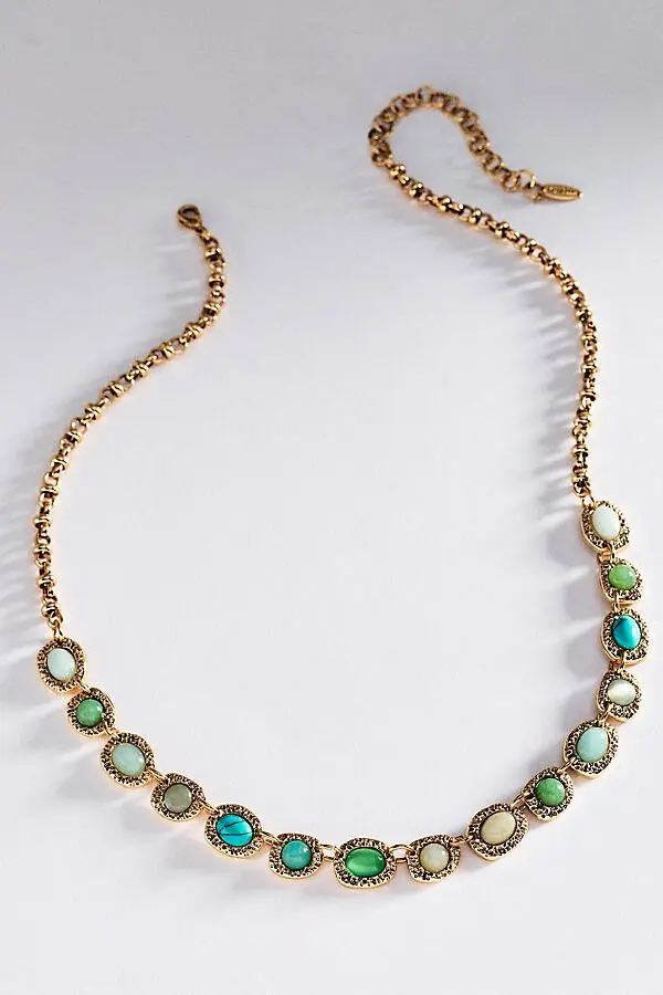 Anthropologie Statement Stone Necklace - Turquoise