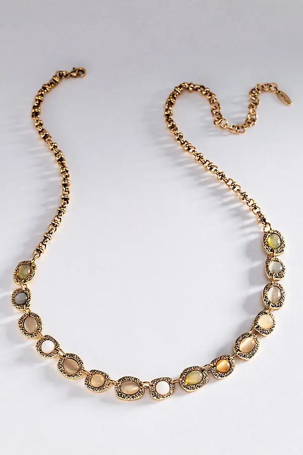 Anthropologie Statement Stone Necklace - White/moonstone