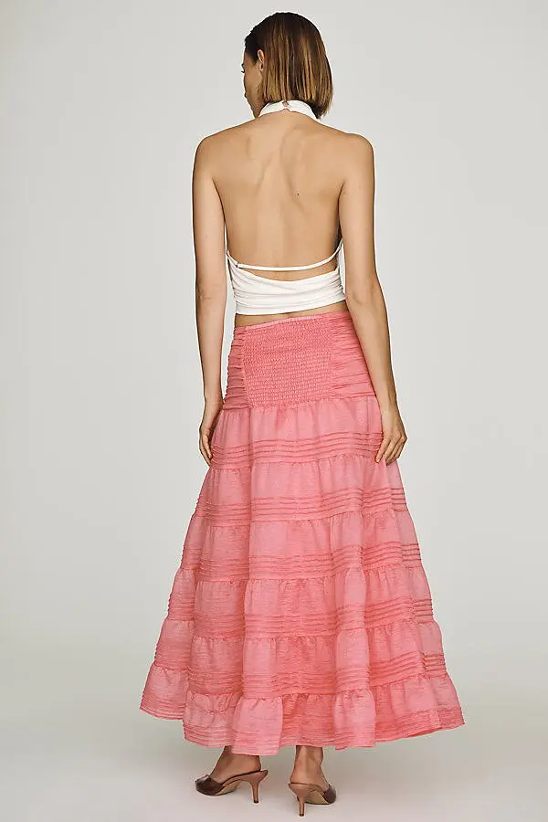 Anthropologie Tiered Pleated Maxi Skirt