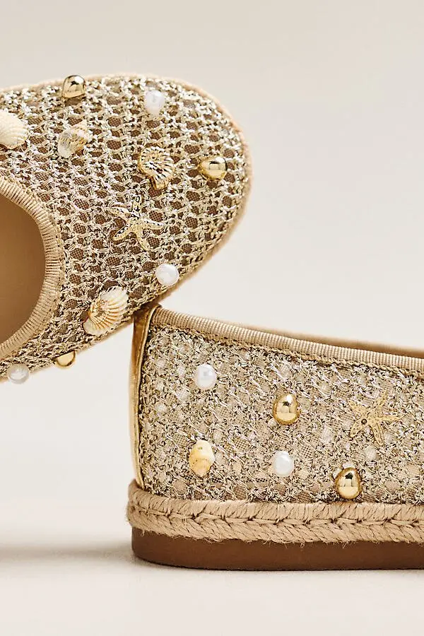 Dolce Vita Raffia Shell Mary Jane Flats - Gold