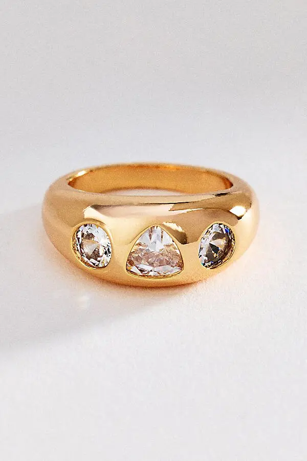 Anthropologie Bezel Stone Ring - Clear