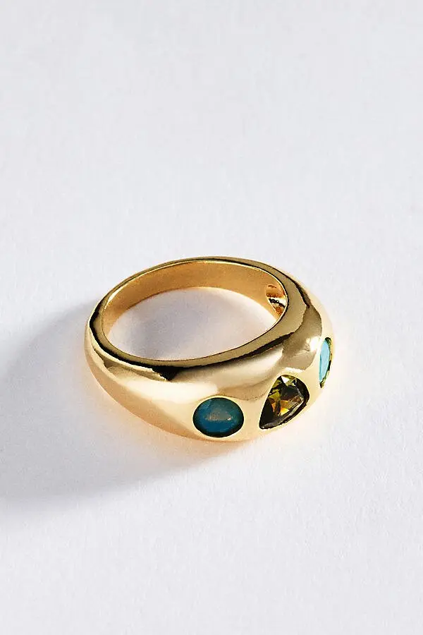 Anthropologie Bezel Stone Ring - Green