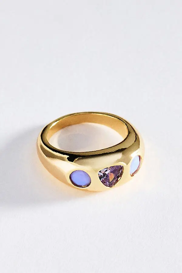 Anthropologie Bezel Stone Ring - Lilac