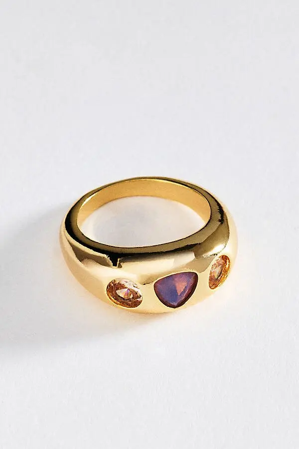 Anthropologie Bezel Stone Ring - Peach