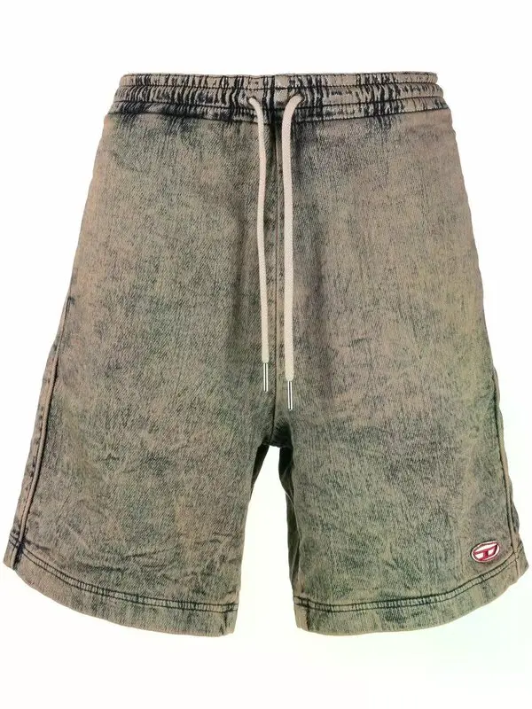 DIESEL® Acid Wash Logo Patch Shorts