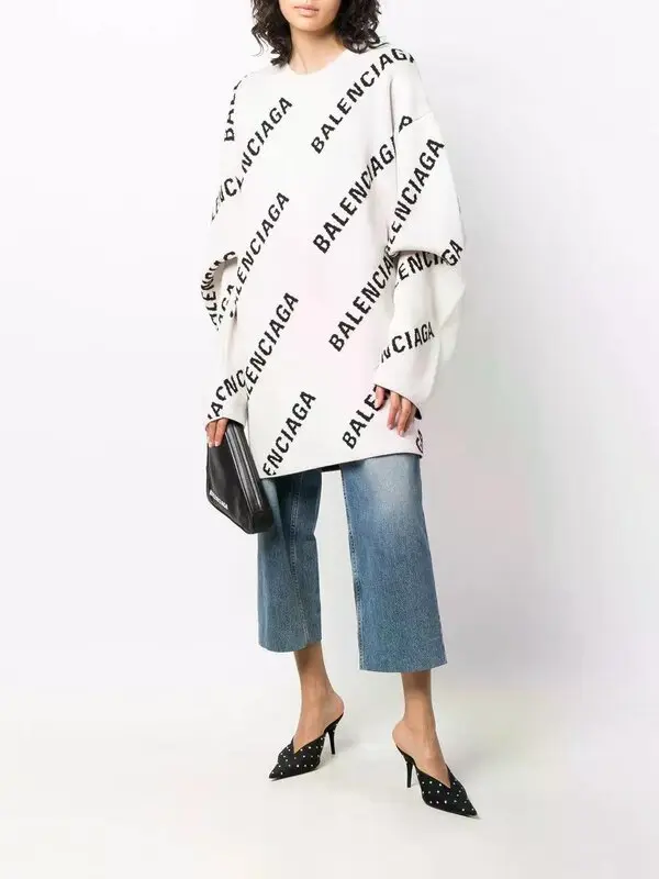 Balenciaga Allover Logo Crew Neck Jumper
