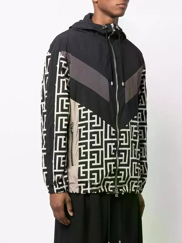 Balmain Signature Geometric Print Zip Jacket