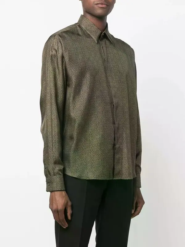 Roberto Cavalli Monogram-print Silk Shirt - Green