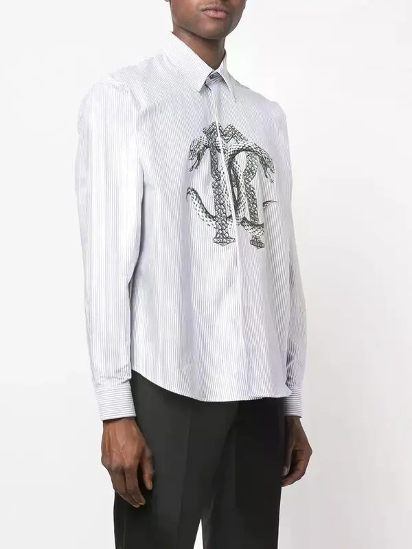 Roberto Cavalli Mirror Snake-print Striped Shirt