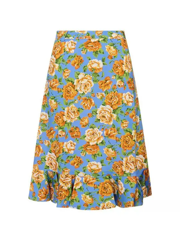 Rabanne Floral-print Ruffled Skirt