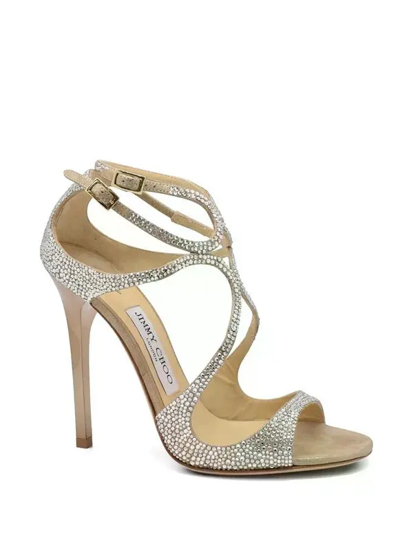 JIMMY CHOO Lance Crystal Embellished Stiletto Sandals
