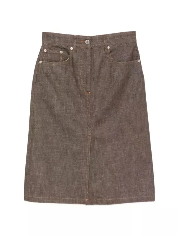 A.p.c. Contrast-stitch Five-pocket Skirt - Brown
