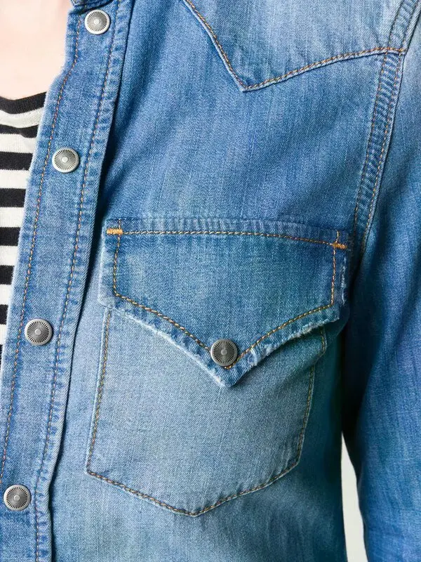 DIESEL® Western Denim Shirt With Pointed Yokes And Chest Pockets