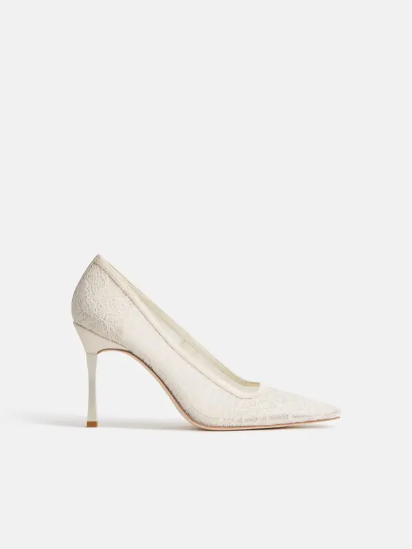 REFORMATION Joelle Heeled Lace Pump - Ivory