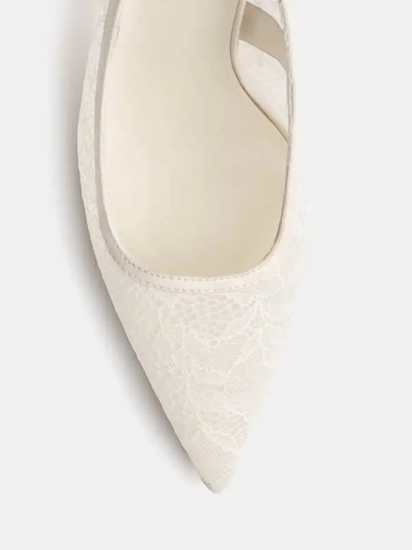 REFORMATION Joelle Heeled Lace Pump - Ivory