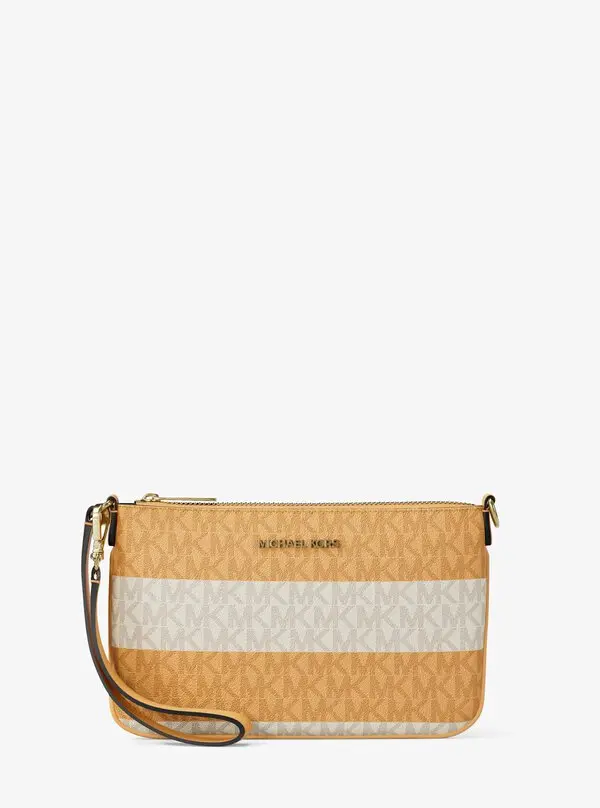 Michael Kors Jet Set Travel Small Striped Signature Logo Convertible Wristlet - Yellow