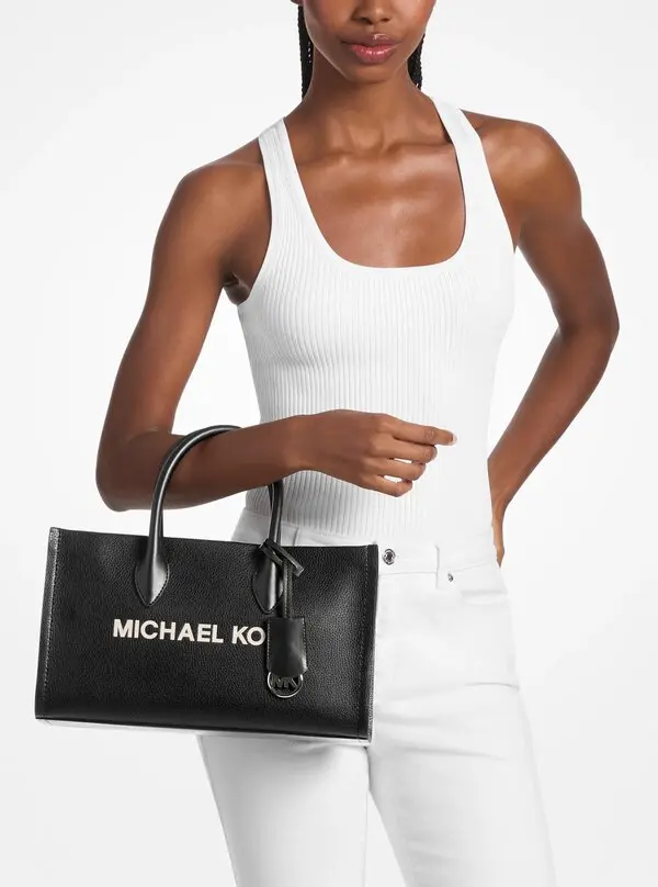 Michael Kors Mirella Medium Pebbled Leather Satchel - Black