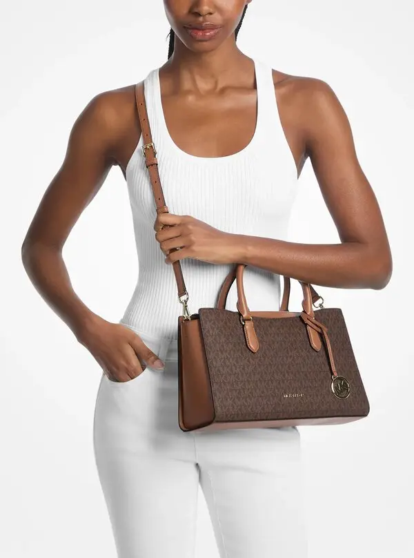 Michael Kors Arden Medium Signature Logo Top-zip Satchel