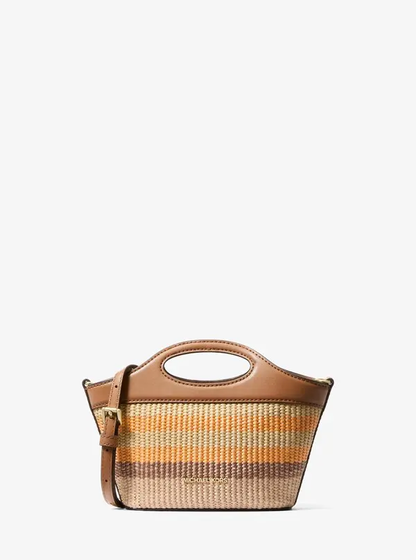 Michael Kors Tatum Small Striped Woven Crossbody Bag - Brown