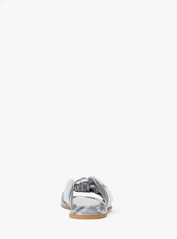 Michael Kors Elena Metallic Knot Slide Sandals - Silver