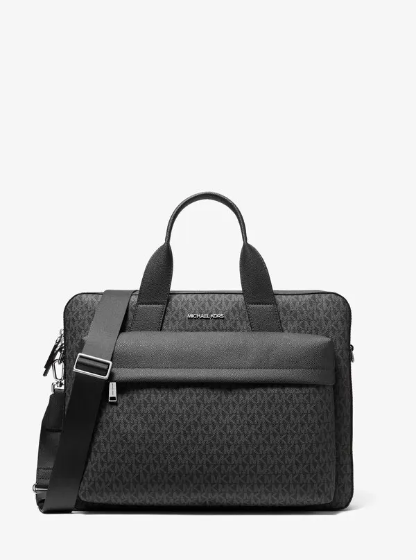 Michael Kors Pacey Medium Signature Logo Pocket Briefcase - Black