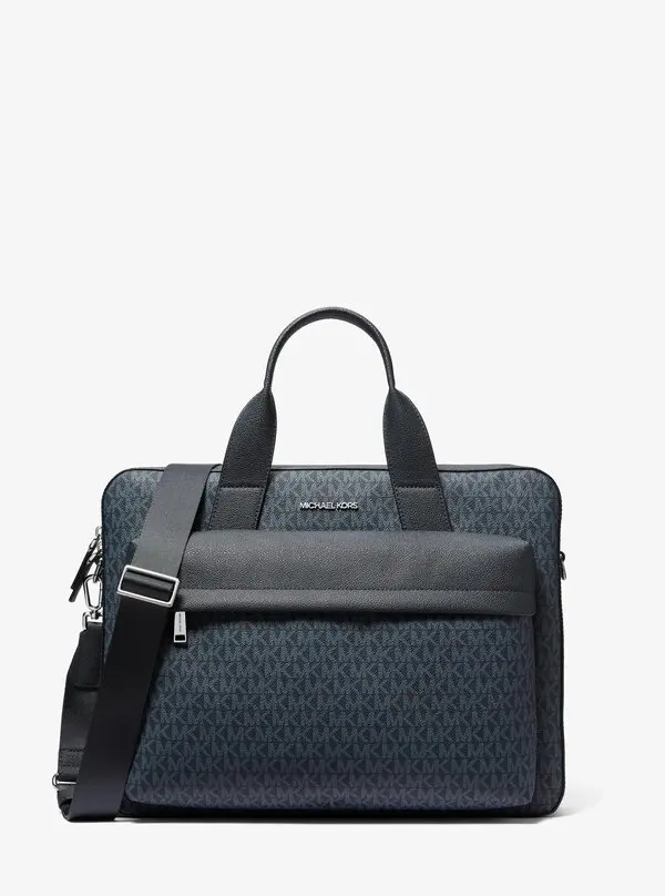 Michael Kors Pacey Medium Signature Logo Pocket Briefcase - Blue