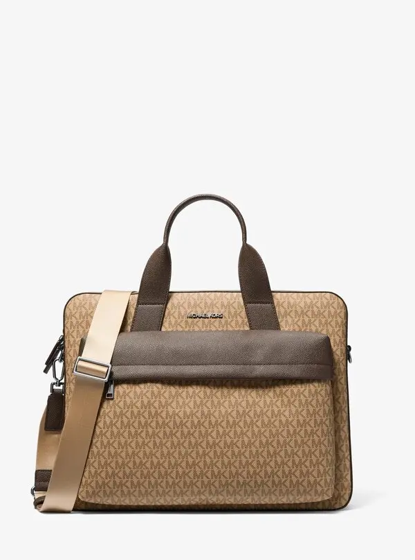Michael Kors Pacey Medium Signature Logo Pocket Briefcase - Brown