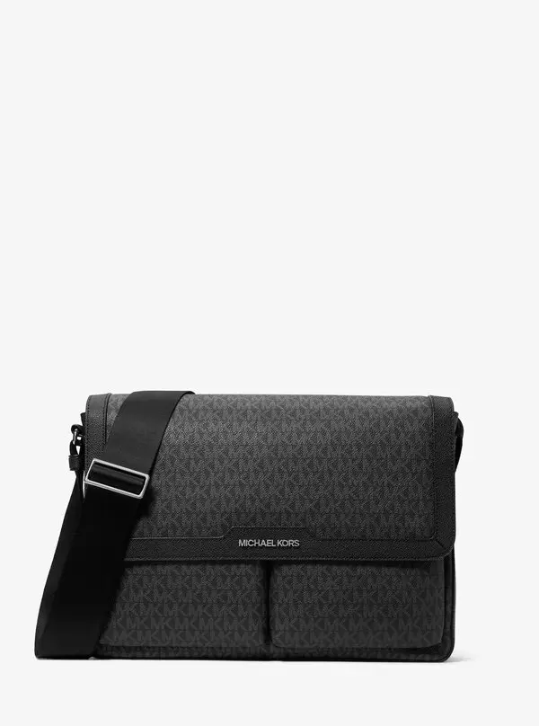 Michael Kors Pacey Medium Signature Logo Messenger Bag - Black