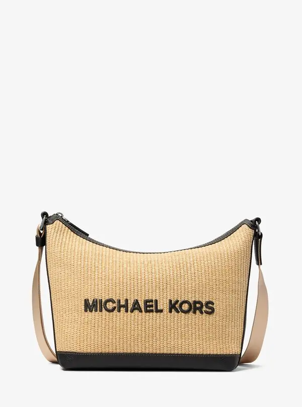 Michael Kors Cooper Crocheted Crescent Crossbody Bag - Natural